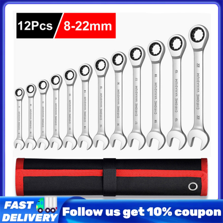【Apex】Combination Wrench Spanner Set Metric Wrench Set Key Bag Ended ...