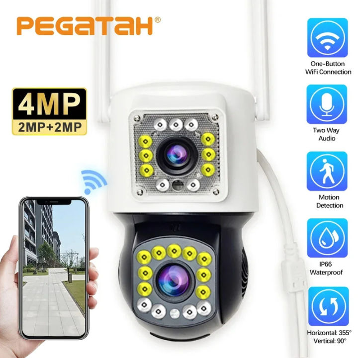 4MP HD Wifi PTZ Outdoor Lens Dual Screen AI Auto Tracking IP Camera ...
