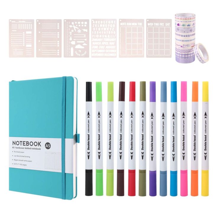 Dotted Journal Kit,A5 Hardcover Dotted Journal Notebook Numbered Pages ...