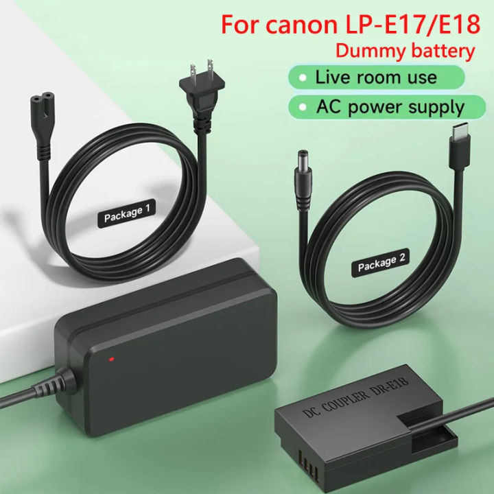 LP-E18/E17 LP E17 Dummy แบตเตอรี่ DR-E18 Type-C/ac Power Adapte สำหรับ ...