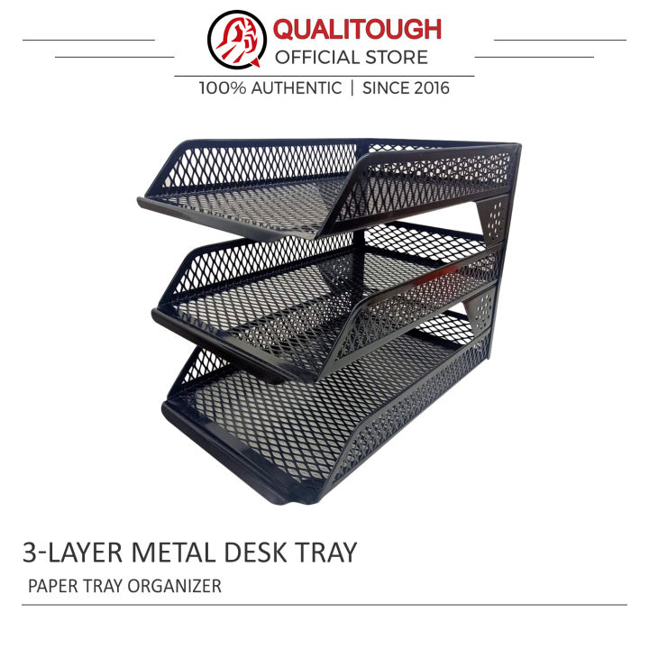 Metal Desk Tray 3 Layer - Letter Tray in Black Metal Mesh for ...