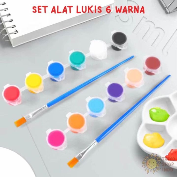 Alat Lukis 1 Set Lengkap - Cat Akrilik, Kuas Lukis, Alat Melukis Anak ...
