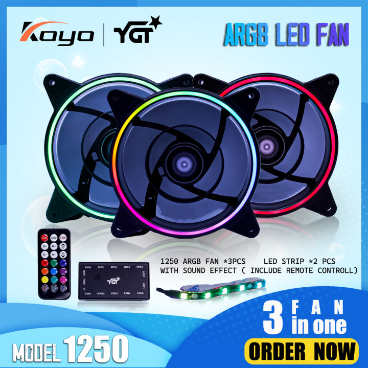 YGT ARGB LED FAN 1250 with LED STRIP with SOUND AND REMOTE CONTROLLER 3 ...