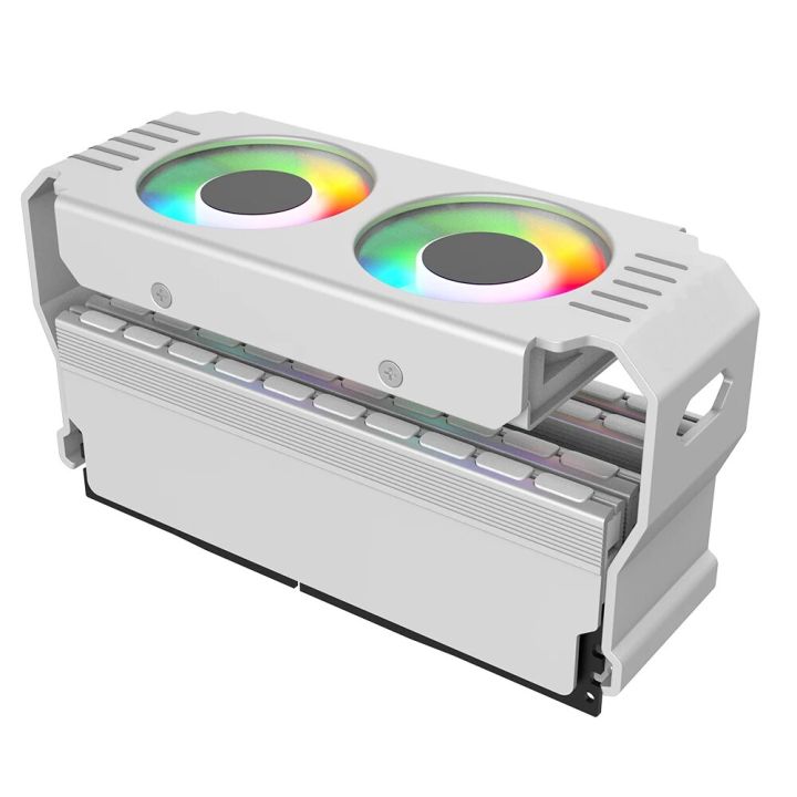 White White ARGB Computer Case RAM Module Cooler DDR3 DDR4 DDR5 ARGB Sync Dual Fans 120Mm 5V ...