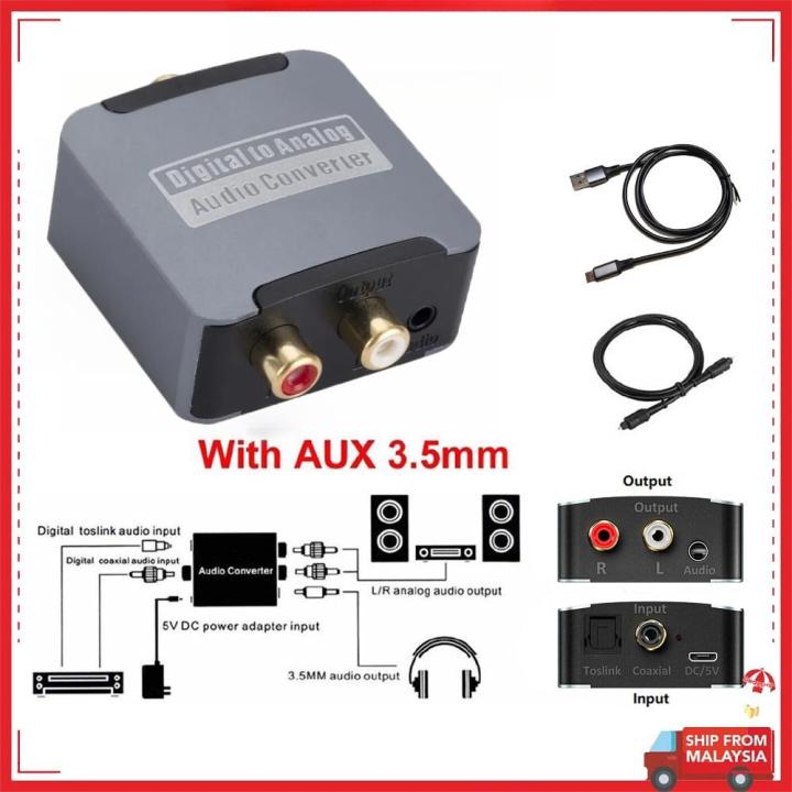 Digital Optical Coaxial Toslink Signal to Analog Audio Converter ...