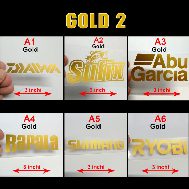 STICKER BAJU GOLD/EMAS BAJU FISHING LOGO ( PU/ VINYL ) MATERIAL ...