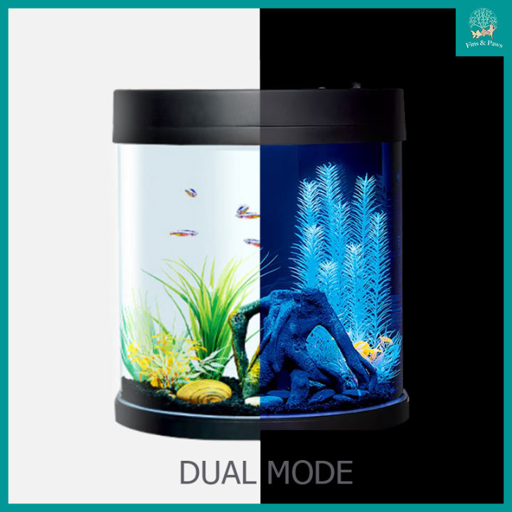 [Resun] HALFMOON Curved-Front 37.8L Glass Fish Tank Set (with White ...
