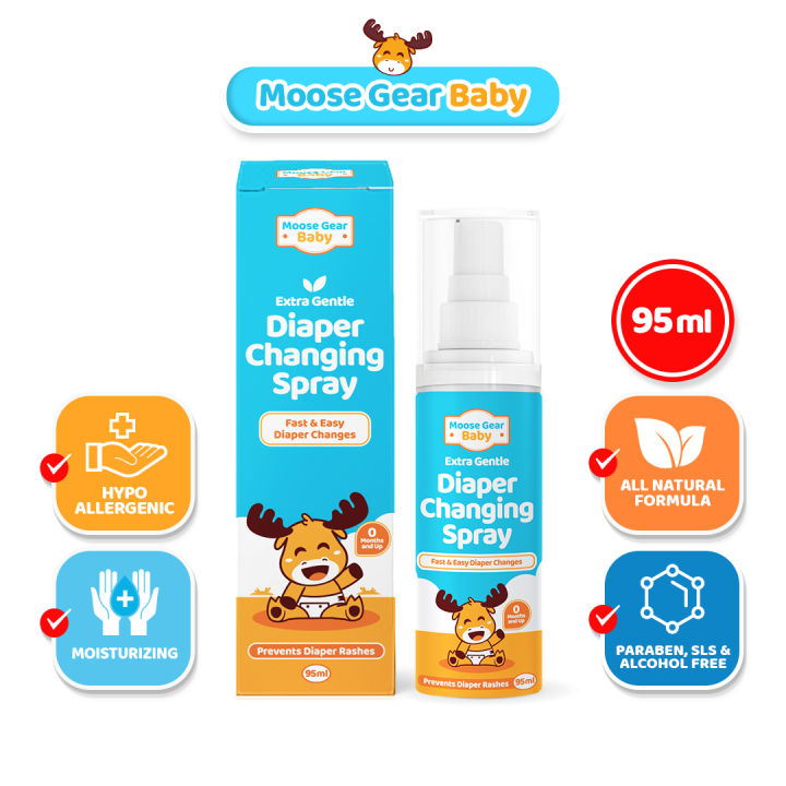 Moose Gear Baby Extra Gentle Diaper Changing Spray (95ml) for Newborn ...