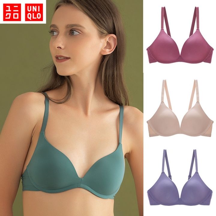 Uniqlo 2 ชิ้น เซตชุดชั้นใน ระบายอากาศ สายรัดขนาดใหญ่ ไม่มีรอยต่อ ไม่มีขอบ รวบรวม สปอร์ตบรา นอน ...