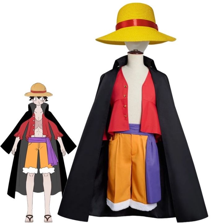 Anime One Piece Costume Monkey D. Luffy Cosplay Trench Coat Halloween ...