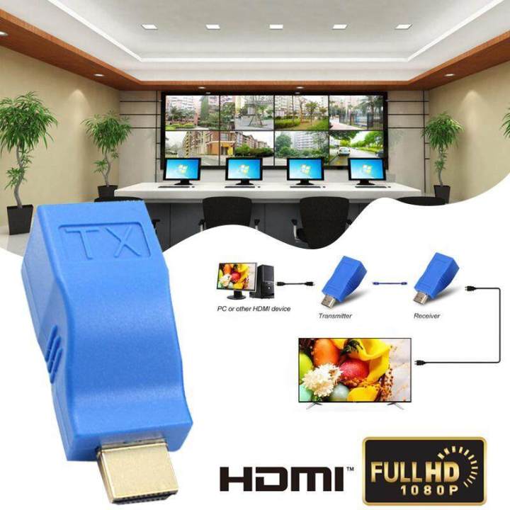 HDMI TO RJ45 Extender LAN หัวแปลง HDMI CAT-5e/6 IEEE-568B สำหรับอุปกรณ์ ...