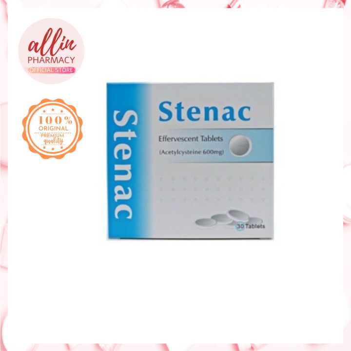 Stenac Effervescent Tablets Acetylcysteine 600mg 30 tablets (EXP 8/27 ...