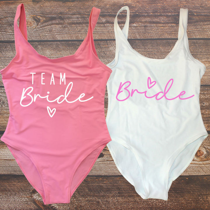 Plus Size Team Bride Swimsuit Squad Women Letters Swimwear Bachelorette ...