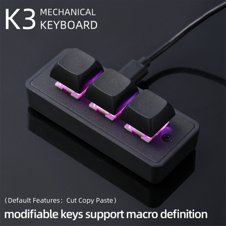 Custom Mini Keypad 3 Keys Programming Macro Keyboard Copy Paste Cut USB Mechanical Keyboard for ...