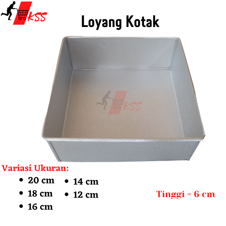 Loyang Kotak Ukuran 20-18-16-14-12 cm Harga Satuan/Tinggi 6 cm/Loyang ...