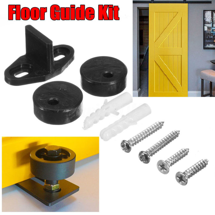 Black Sliding Track Barn Door Bottom Hardware Anti-jump End Floor Guide ...