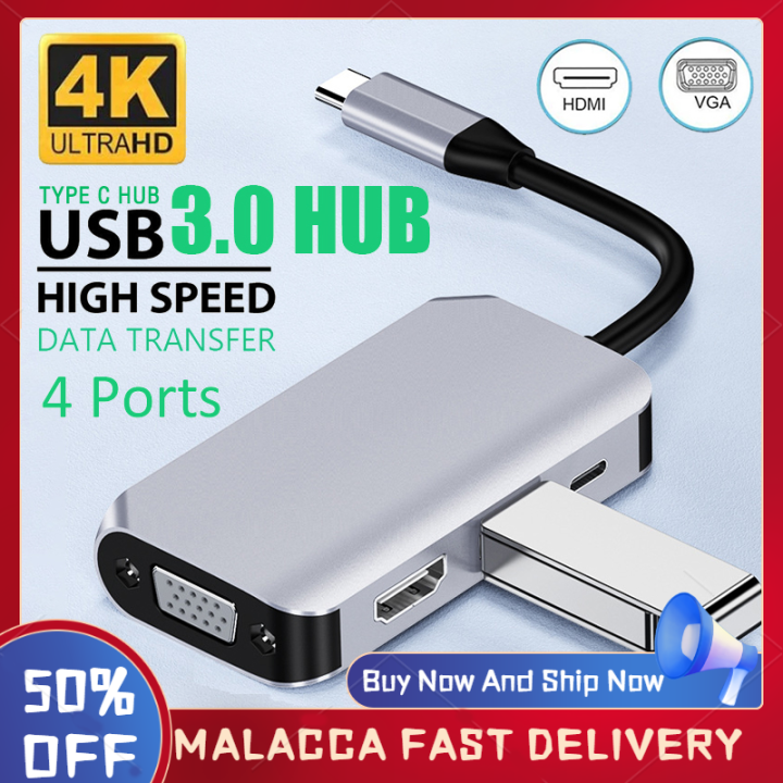 4 IN 1Type C Docking Station Penukar Extend USB Splitter to HDMI VGA ...
