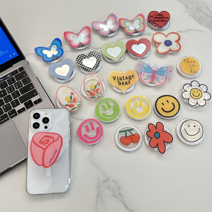 Butterfly Smile Magsafe Phone Holder with Stretchable Foldable Stand ...