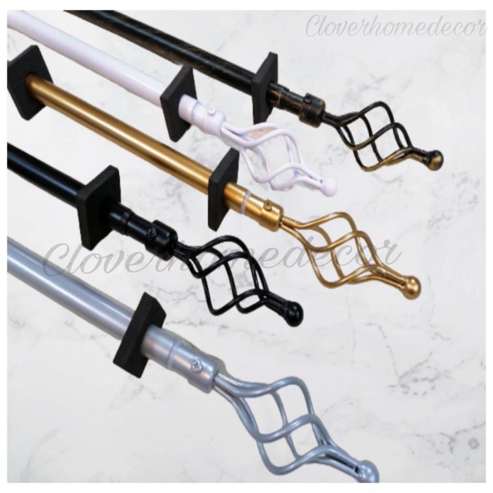 Extendable Metal Spiral Curtain Rod Set with Complete Accessories ...