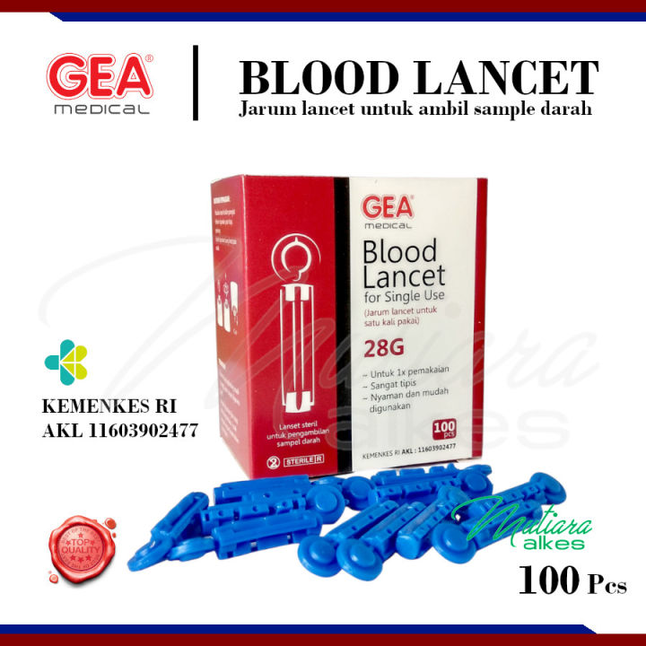 Blood Lancet GEA 28G - Jarum pengambil sample darah isi 100pcs | Lazada ...