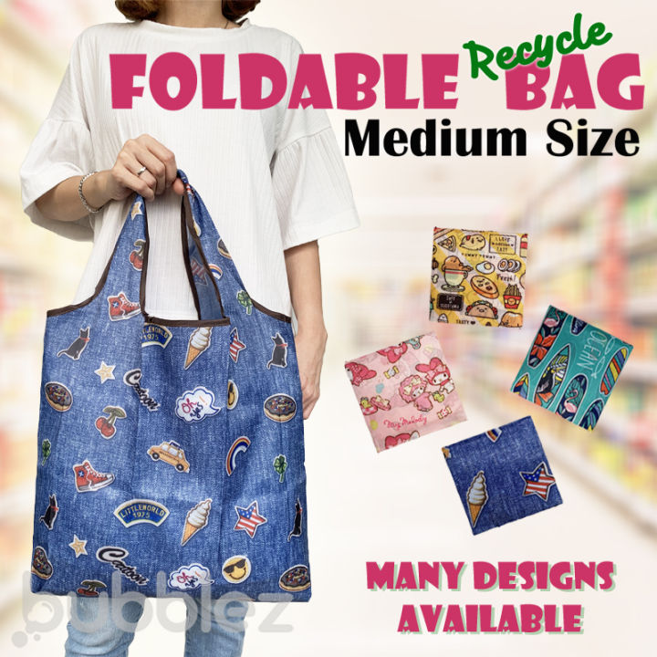 FOLDABLE RECYCLE BAG / SHOPPING BAG 50-99【MEDIUM SIZE】 TOTE / GROCERY ...