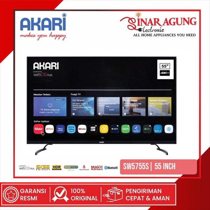 AKARI SW-5755S LED SMART TV 55 INCH UHD 4K - GARANSI RESMI | Lazada ...