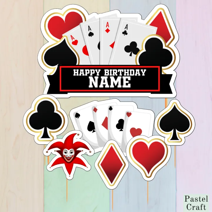 Playing Cards Customized Cake Topper for Birthday Party / Events ...