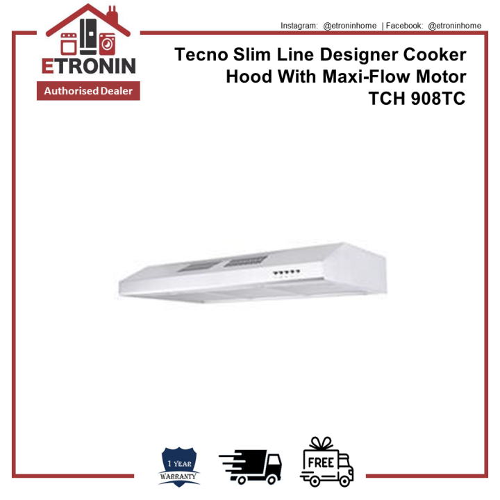 Tecno Slim Line Designer Cooker Hood With Maxi-Flow Motor TCH 908TC ...