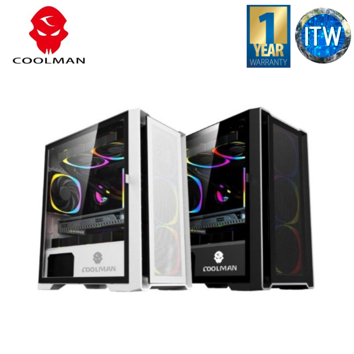 ITW | Coolman Ruby PC Cases with 3 Colour Fans - in Black and White ...