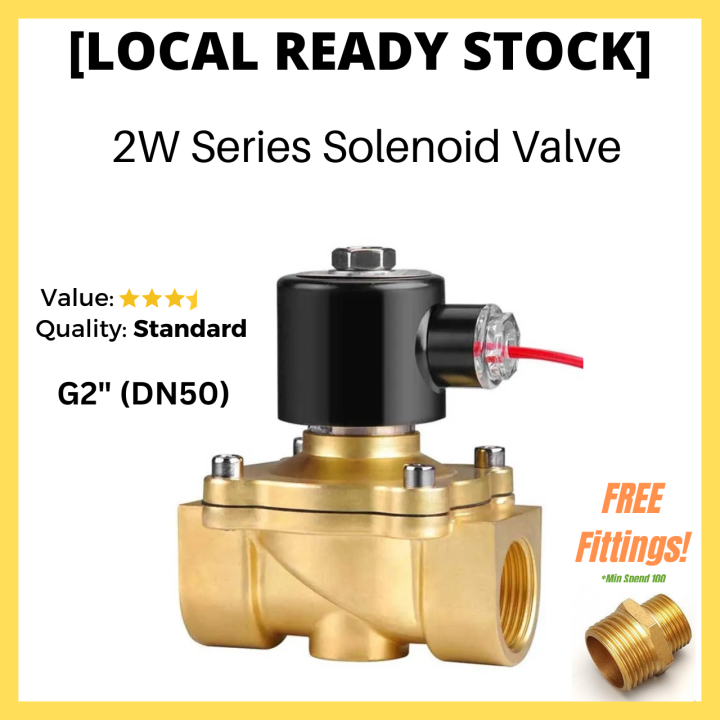 2 Inch 2W Electric Solenoid Valve for Water Air Oil Gas Normally Closed 2/2way Direct Acting ...