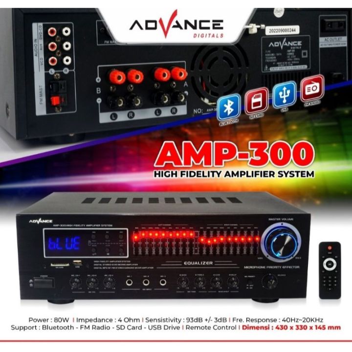 ADVANCE HIGH FIDELITY AMPLIFIER SYSTEM AMP-300 | Lazada Indonesia
