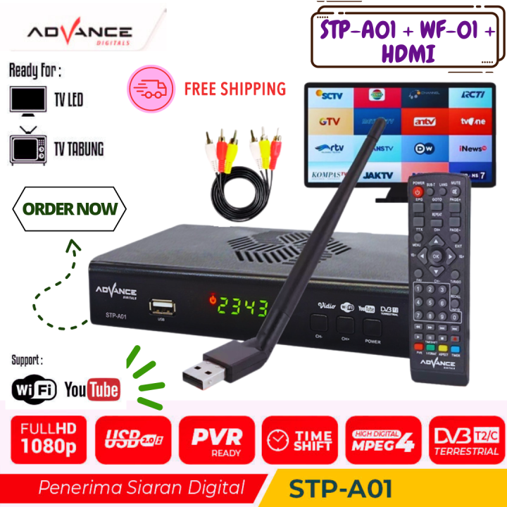 STB AND WIFE PACK Advance Set Top Box STP-A01 DVD-T2 Digital Wifi Youtube Full HD Smart Tv ...
