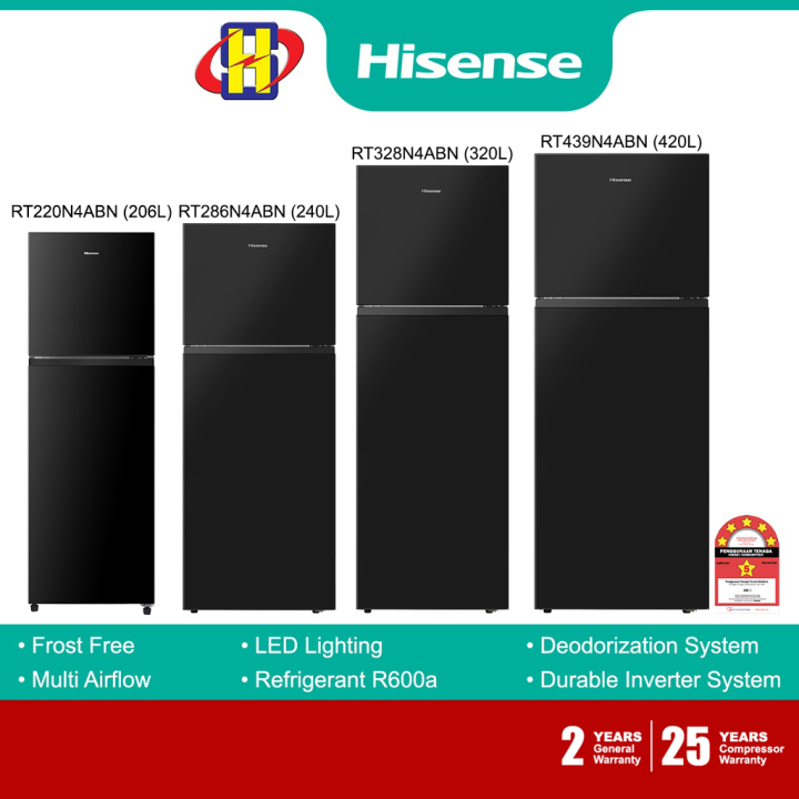 Hisense Refrigerator (206L / 240L / 320L / 420L) Durable Inverter Fresh ...