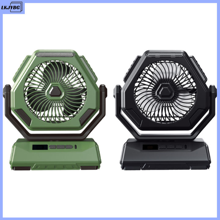 Portable Camping Fan With LED Light Rechargeable 6000Mah Outdoor ...