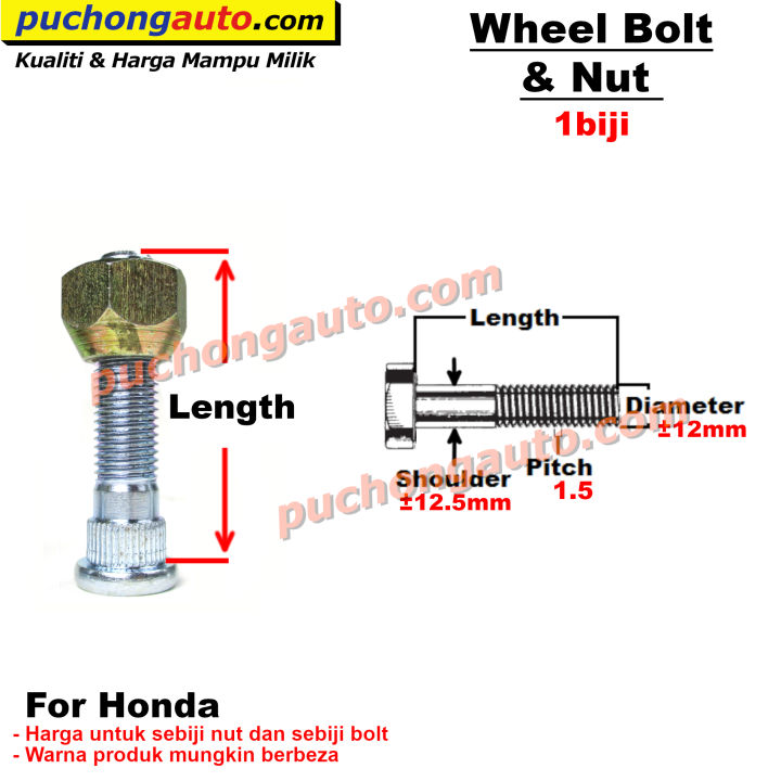 Wheel Bolt And Nut Skru Nat Tayar For Honda Civic City Accord - 1pcs ...