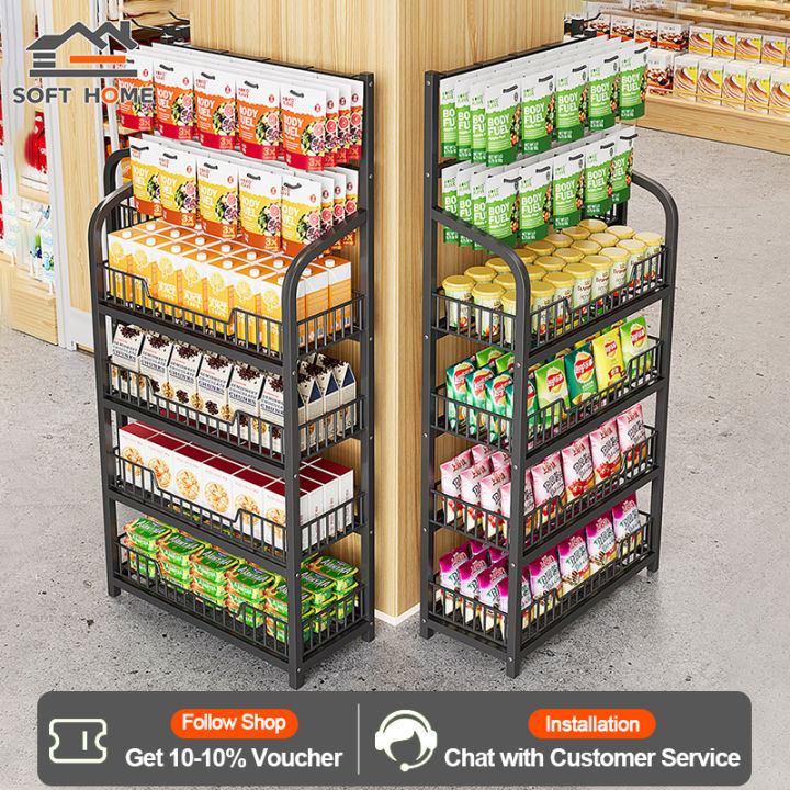 SOFTHOME Supermarket Snack Shelf Beverage Food Toy Display Stand Store ...