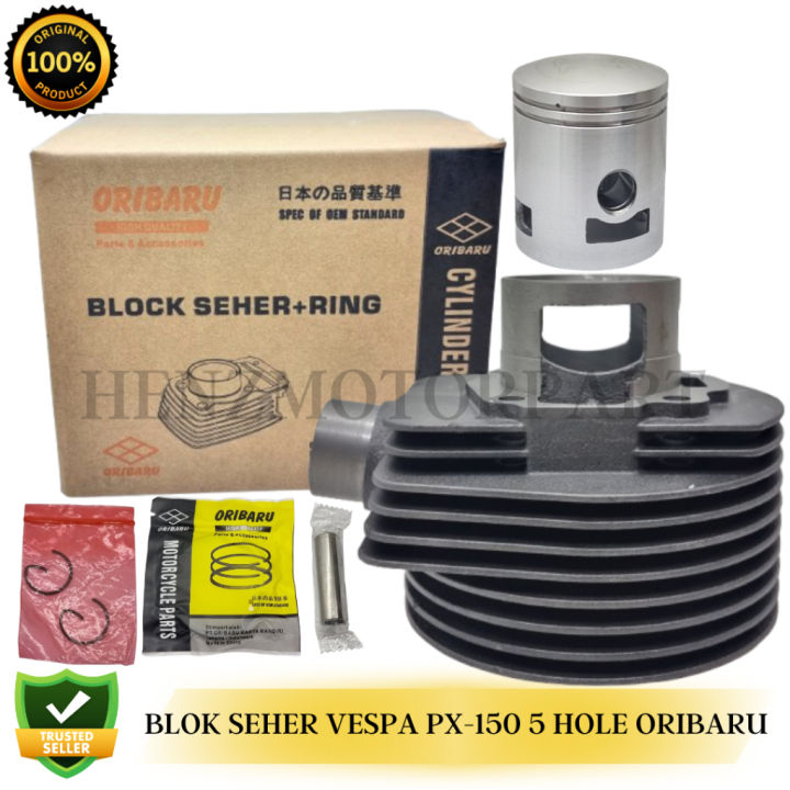 BLOK BLOCK SEHER CYLINDER KIT BLOK SET VESPA PX150 ( 5 HOLE ) ORIBARU ...