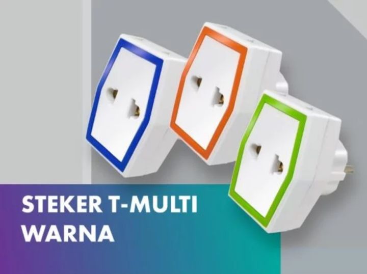 Steker Listrik T 3 Lubang Kuningan Multi Warna Colokan Listrik 3 Cabang ...
