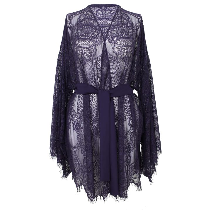 Annebra เสื้อคลุม ผ้าลูกไม้ Lace Robe รุ่น AN8-670 สีม่วง | Lazada.co.th