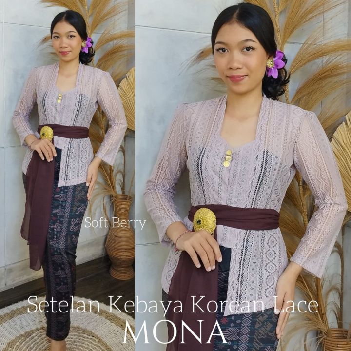 Setelan Kebaya Brokat Malika Korean Lace Mona dan Bawahan Kamen ...
