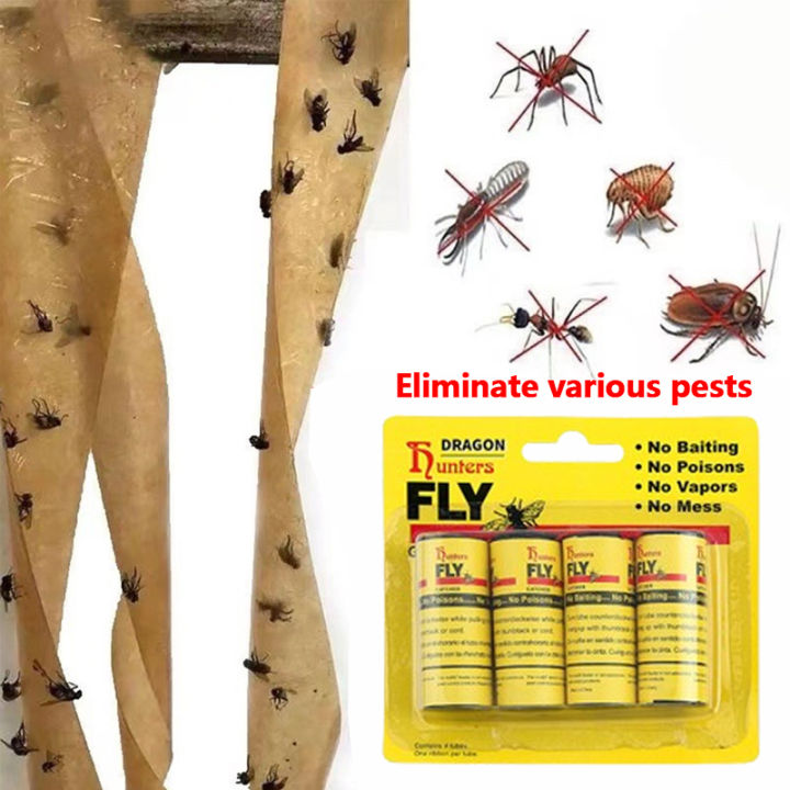 Four sets Rolls Fly Glue Sticky Eliminate Flies fly trap sticky glue ...