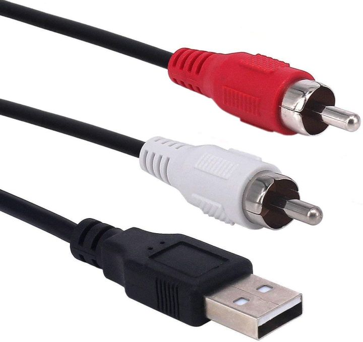 USB to RCA Cable, RCA Audio Aux Cable, USB 2.0 Male to 2 RCA Male Video ...