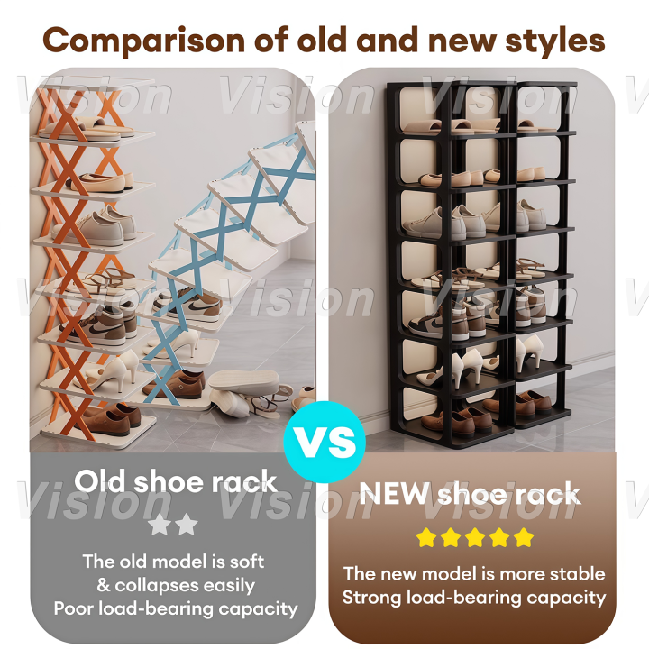 VISION Multi-Layer Plastic Shoe Rack - Stackable Dustproof Shoe Cabine ...