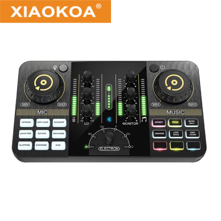 XIAOKOA การ์ดเสียงบลูทูธเสียงถ่ายทอดสด,อุปกรณ์พอดคาสต์ ALL-IN-ONE แบบ ...