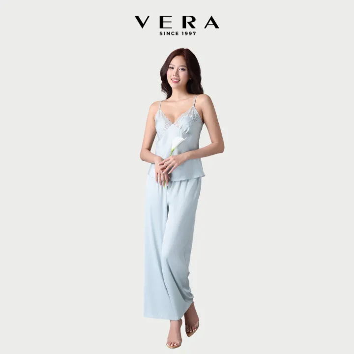 [New Collection - VRBCP 3] Bộ dài Vera by Chipu satin trơn phối ren ...