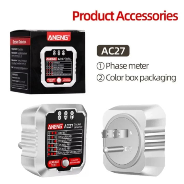ANENG AC27 Socket Tester Voltage Test Socket Detector Ground Zero Line ...