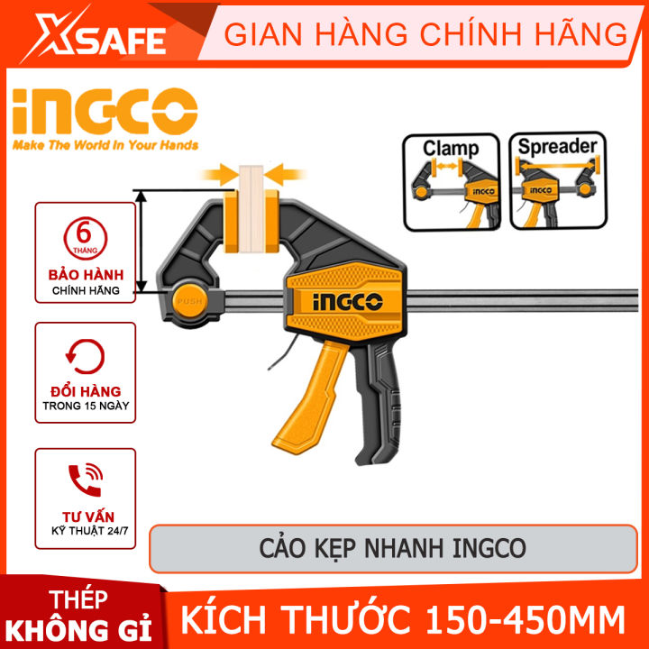 Cảo kẹp nhanh INGCO | cảo gỗ Kích thước kẹp: 63x150mm Lực kẹp tối đa ...