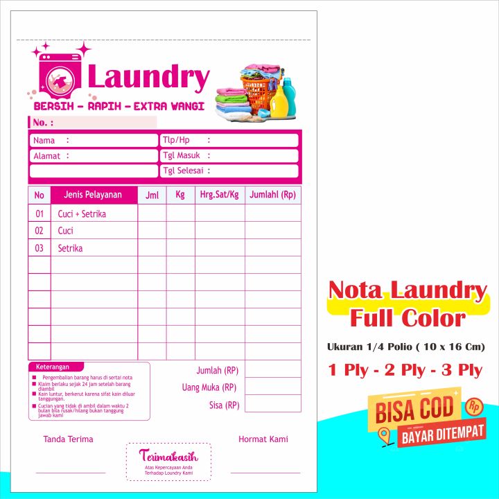 Buku Nota Laundry Full color nota laundry nota laundry 2 rangkap nota laundry 3 rangkap nota ...