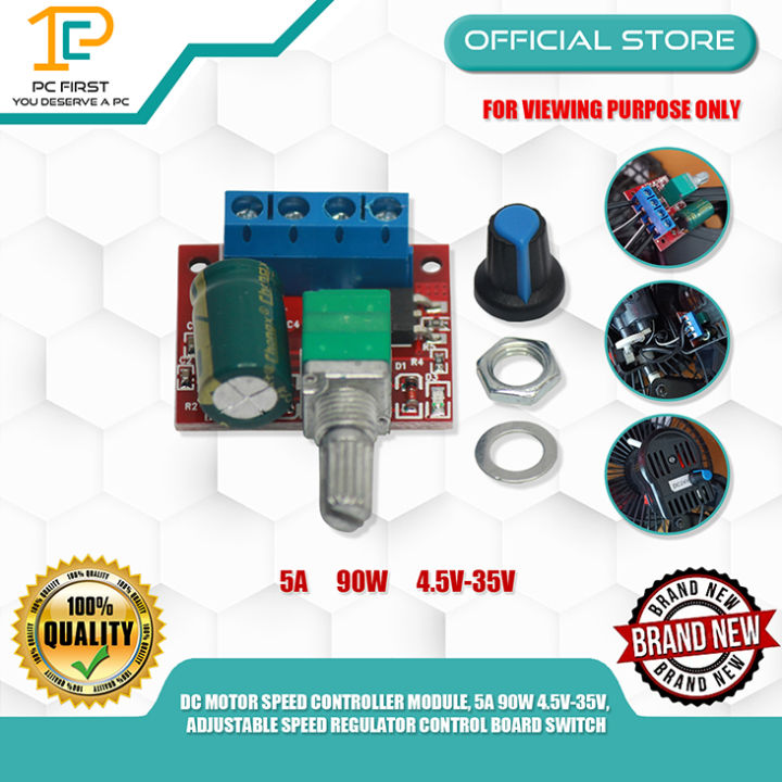 DC MOTOR SPEED CONTROLLER MODULE, 5A 90W 4.5V-35V, ADJUSTABLE SPEED ...