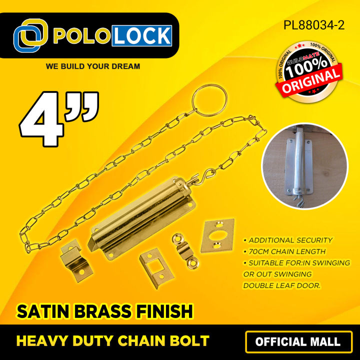Pololock Heavy Duty Chain Bolt 4" Steel Foot Lock Ground Latch Safety ...